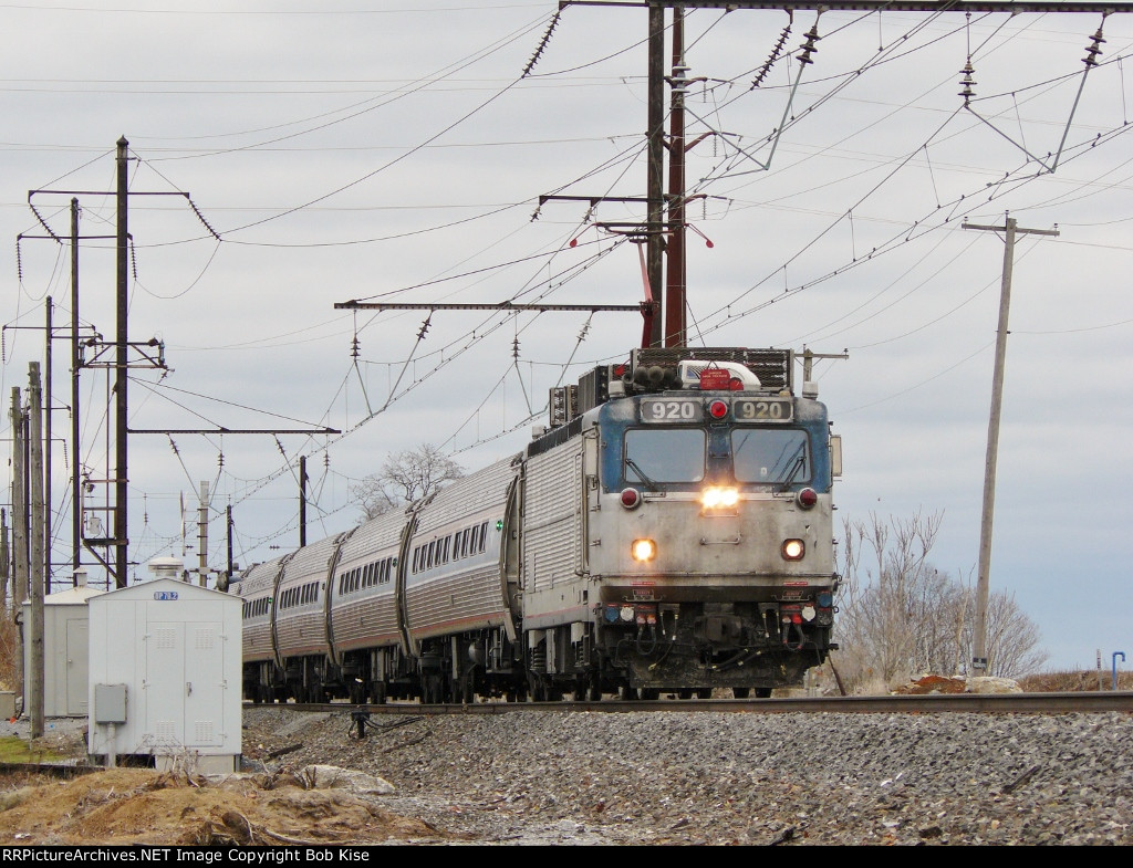 Amtrak Train 643 at the site of the old Newcomer Road crossing